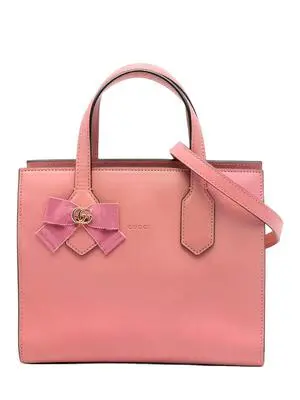 Gucci Gg Ribbon Leather Satchel - Pink