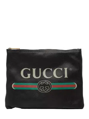 Gucci 2016-2026 Medium Logo Portfolio Clutch - Black