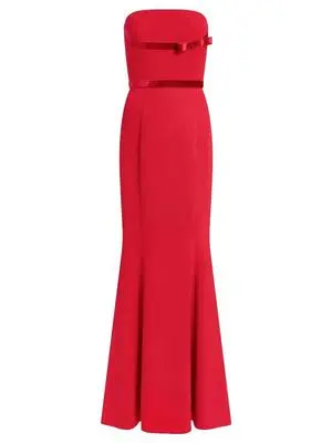 Jenny Packham Pamela Bow-detail Strapless Maxi Dress - Red