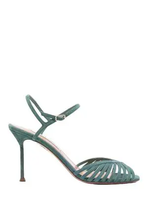 AQUAZZURA Caged-strap Suede Sandals - Green