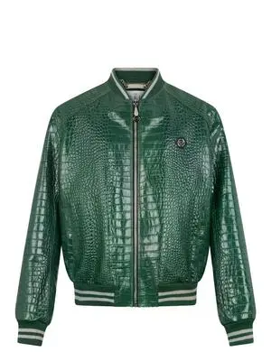 PHILIPP PLEIN Leather Bomber Jacket