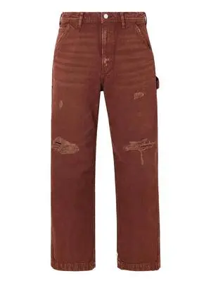 Enfants Riches Déprimés Straight-leg Distressed Cotton-canvas Trousers - Brown
