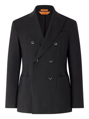 Barena Venezia Double-breasted Virgin Wool Suit Jacket - Black