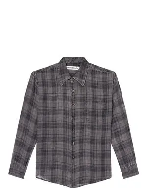 Our Legacy Above Checked Linen Shirt - Black