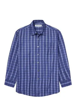 Our Legacy Borrowed Oversized Checked Cotton-flannel Shirt - Blue