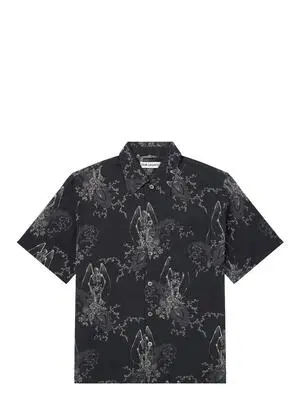 Our Legacy Every Printed Cotton And Linen-blend Shirt - Black