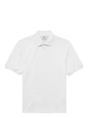 Brunello Cucinelli Slim-fit Cotton-piqué Polo Shirt - White