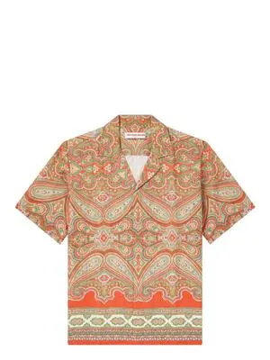 Orlebar Brown Maitan Carnival Camp-collar Paisley-print Linen Shirt - Orange