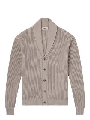 Altea Shawl-collar Ribbed Cotton And Cashmere-blend Cardigan - Neutrals