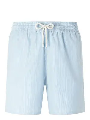 Vilebrequin Straight-leg Mid-length Striped Wool-blend Swim Shorts - Blue