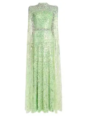 Jenny Packham Opera Embellished Maxi Dress - Green