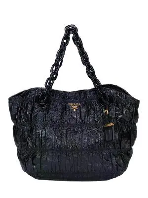 Prada Gaufre Chain Handle Tote Bag - Black