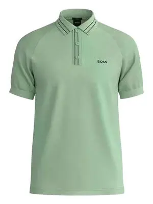 BOSS Logo-detail Striped-trim Polo Shirt - Green