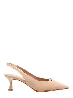 Santoni Suede Slingback Pumps - Neutrals