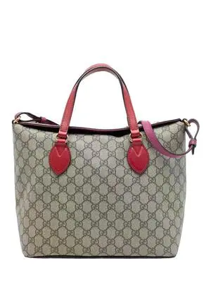 Gucci Gg Supreme Linea A Foldover Tote Satchel - Brown