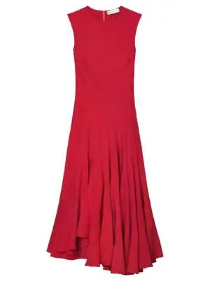 Tory Burch Flared Cotton-silk Dress - Red