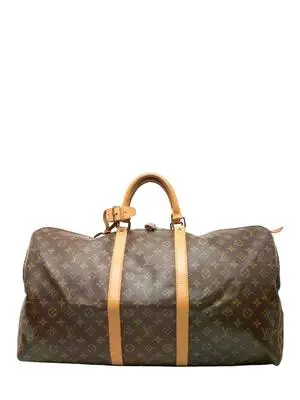 LOUIS VUITTON 1990 Monogram Keepall 55 Travel Bag - Brown