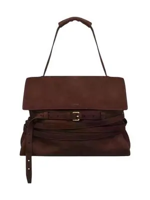 Moschino Tie Detailed Leather Hand Bag - Brown