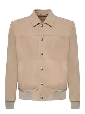 Eleventy Buttoned Suede Jacket - Neutrals