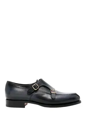 Santoni Leather Monk Shoes - Blue