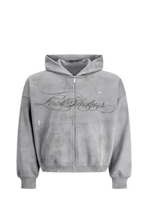 LOSTSHDWS Distressed Script Hoodie - Grey
