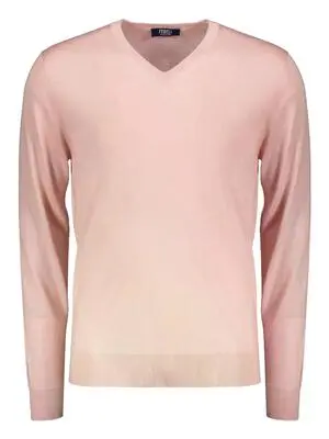 Fedeli V-neck Ribbed Sweater - Pink