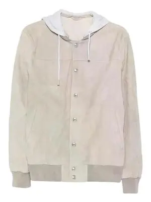Eleventy Hooded Suede Jacket - Neutrals