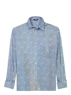 Gcds Pinstripe Logo-pattern Shirt - Blue