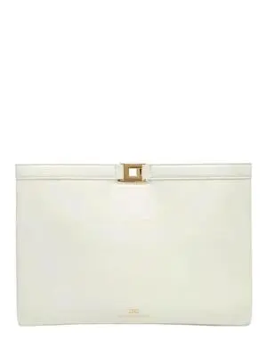 Elisabetta Franchi Rectangle Clutch With Gold-tone Hardware - White