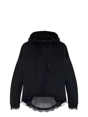 ALLSAINTS Lace Trim Hoodie - Black