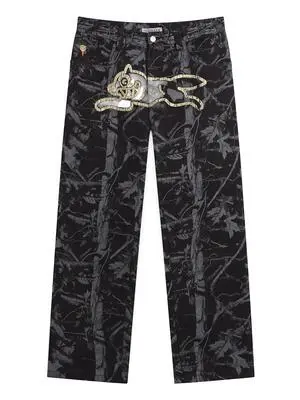 ICECREAM Tree Camo Double Scoop Denim Pants - Black