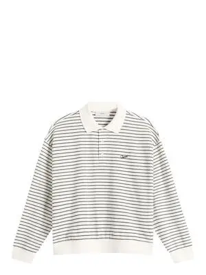 DUNST Striped Collared T-shirt - Ivory Stripe