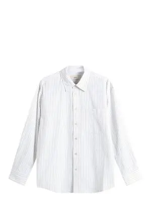 DUNST Oversized Striped Shirt - Beige Stripe