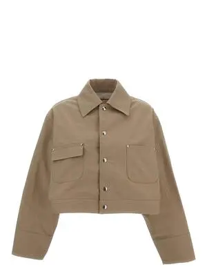 Plan C Jacket In Cotton Blend - Beige