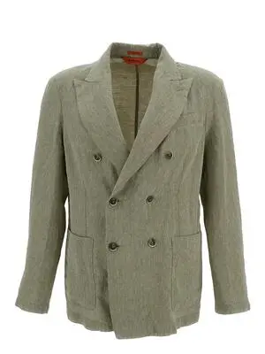 Barena Venezia Siroco Linen Double-breasted Jacket - Beige