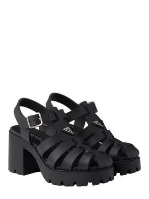 Prada Platform Lug Sole Sandals - Black