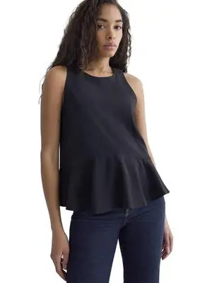 Everlane Sleeveless Peplum Top - Black