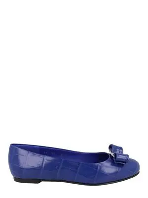 FERRAGAMO Varina Croc Ballet Flats - Bluette