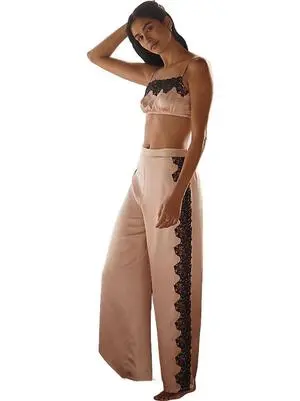 Hanky Panky Lexi Wood X Victoria Silk Pants - Lexi Blush/black