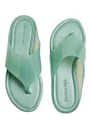 Farm Rio Jelly Thong Sandals - Dusty Green