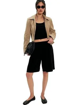 Norma Kamali Pleated Bermuda Shorts - Black