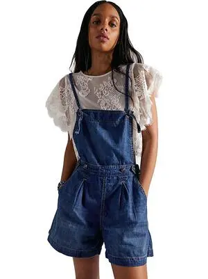 Free People We The Free Axel Denim Shortalls - Secret Oasis