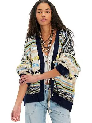 Free People We The Free Umbrella Day Cardigan - Ivory Combo