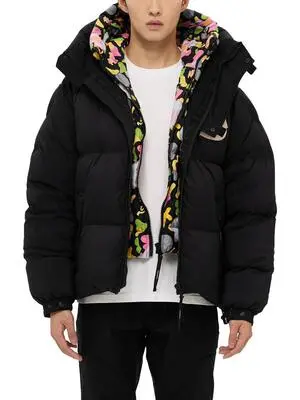 ALPHA STYLE Doodle Camo Kudu Limited Edition Puffer Jacket - Black