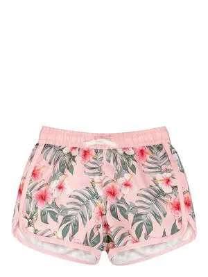 DEUX PAR DEUX Hibiscus Print Swim Shorts - Pink Hibiscus Print