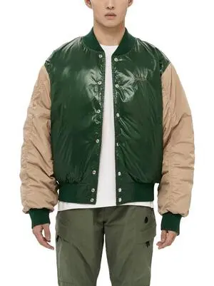 ALPHA STYLE Hamden Reversible Down Varsity Jacket - Green
