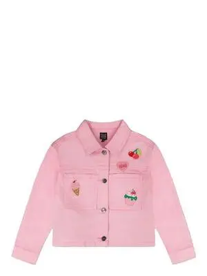 DEUX PAR DEUX Embroidered Patches Denim Jacket - Pink