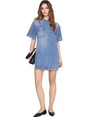 ANINE BING Tulah Denim Mini Dress - Tidal Blue