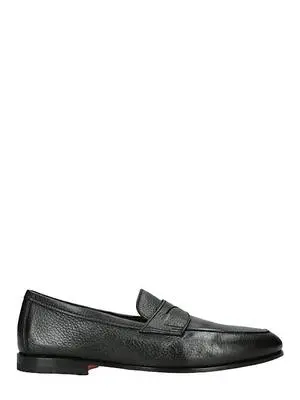 Santoni Carlos Leather Loafers - Black