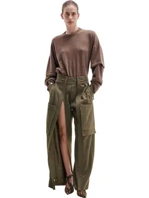 DARKPARK Adriana Wool-linen Cargo Pants - Green